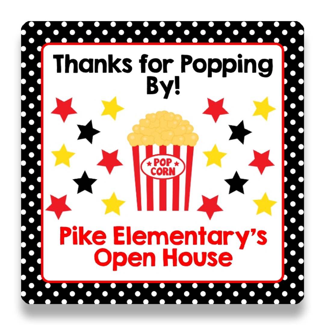 Set of 20 Customized Square Thanks for Popping by Back to School Labels ...
