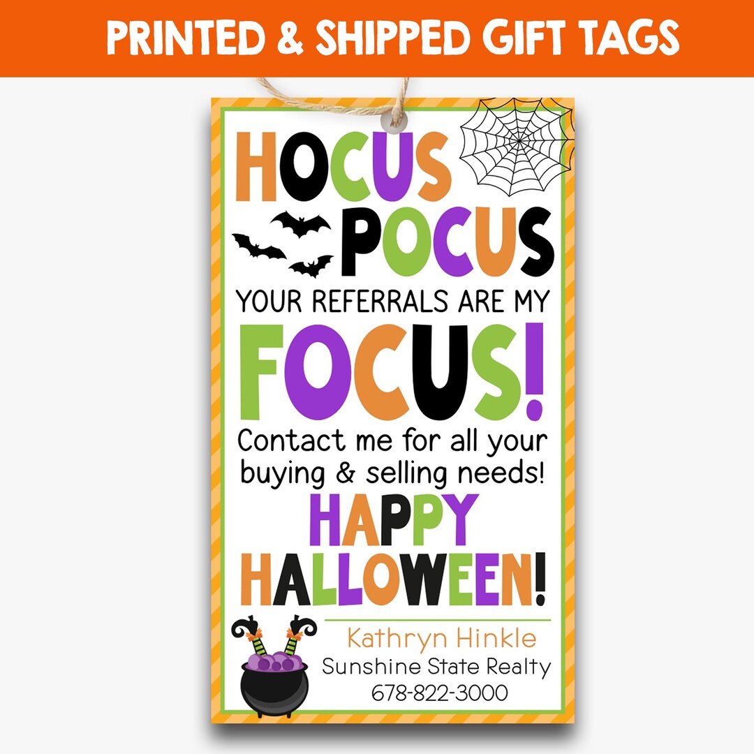 PRINTED Hocus Pocus Your Referrals Are My Focus Halloween Pop by Tags ...