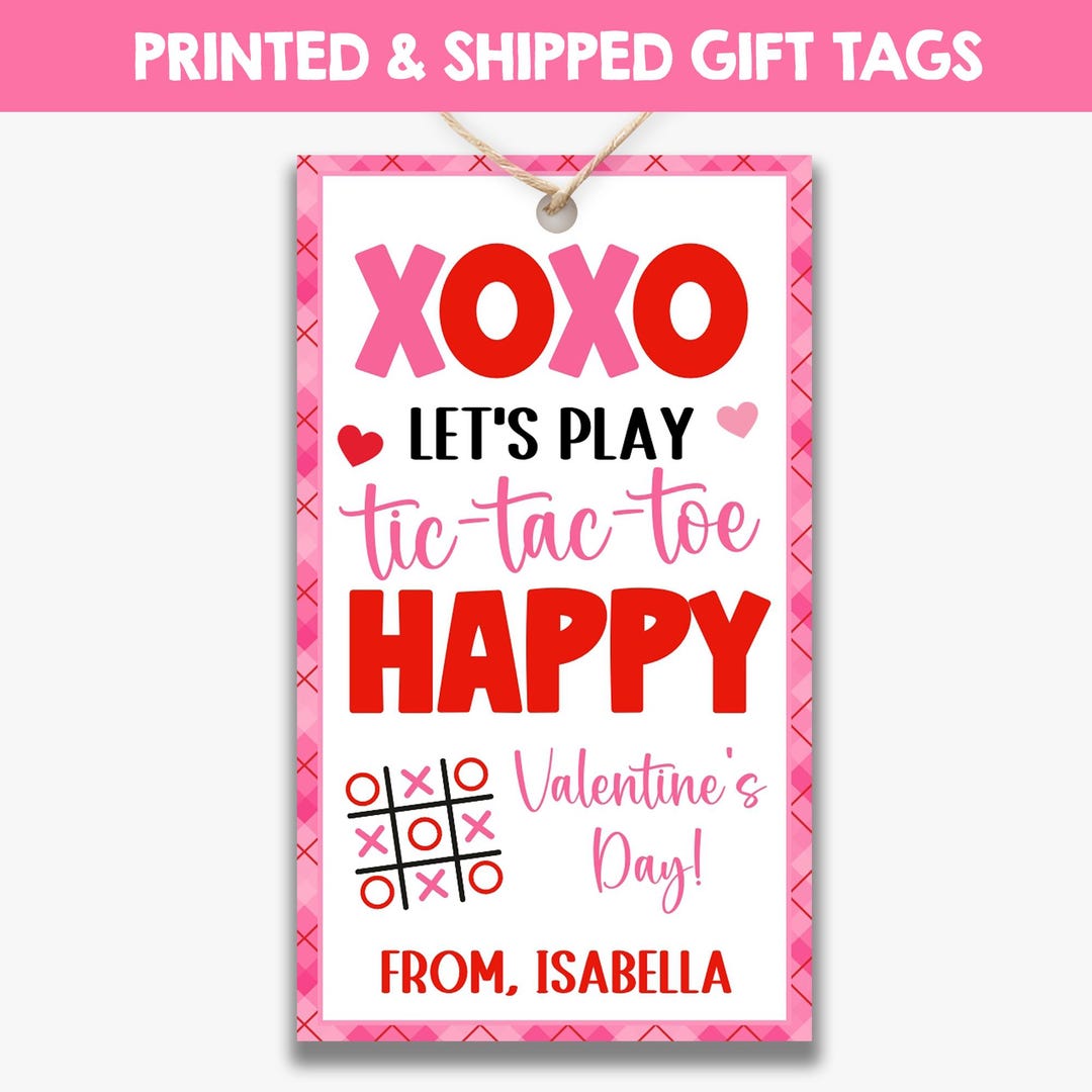 Printed Set of XOXO Let's Play Tic Tac Toe Kid's Valentine's Day Treat ...