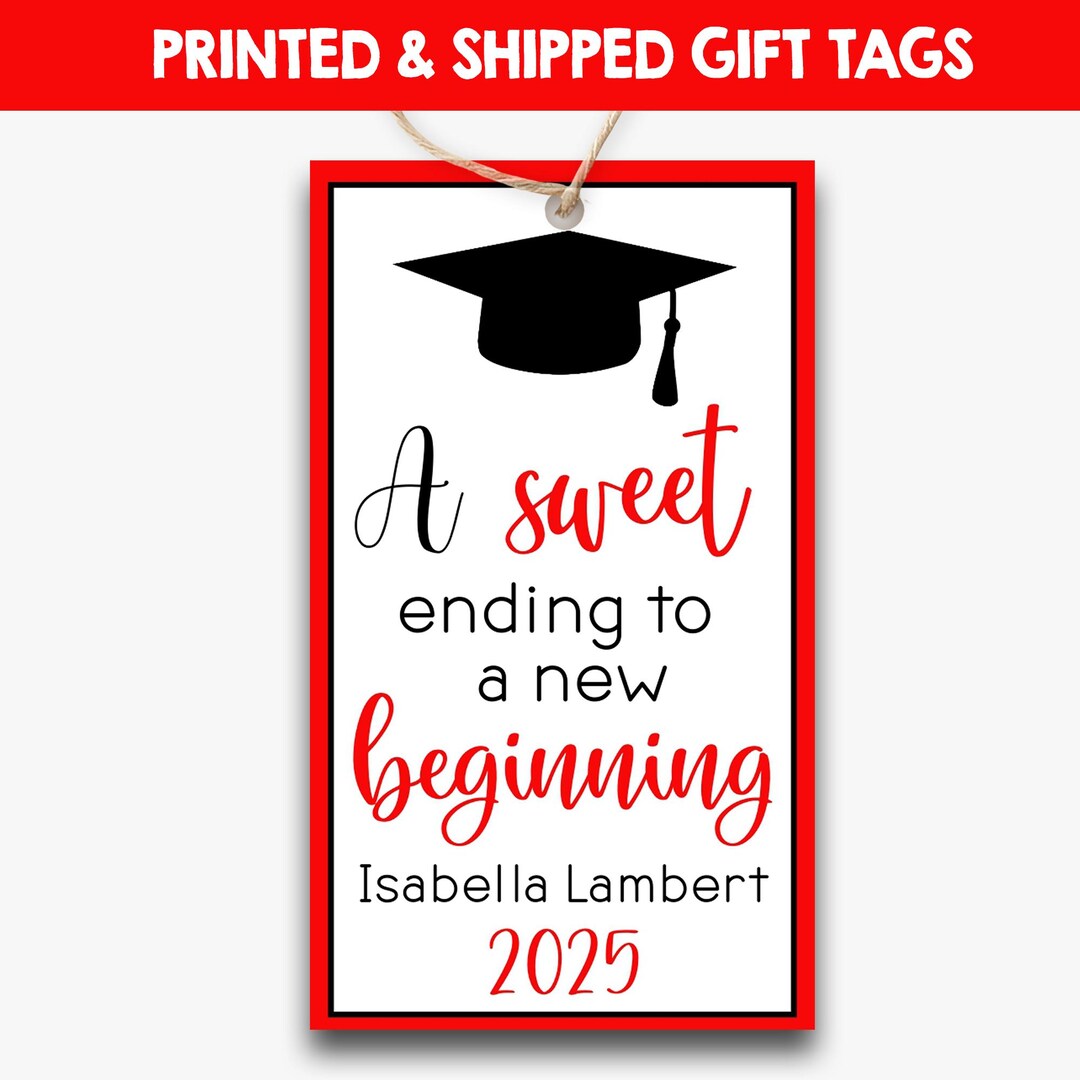 PRINTED A Sweet Ending to a New Beginning Graduation Party Favor Tags ...