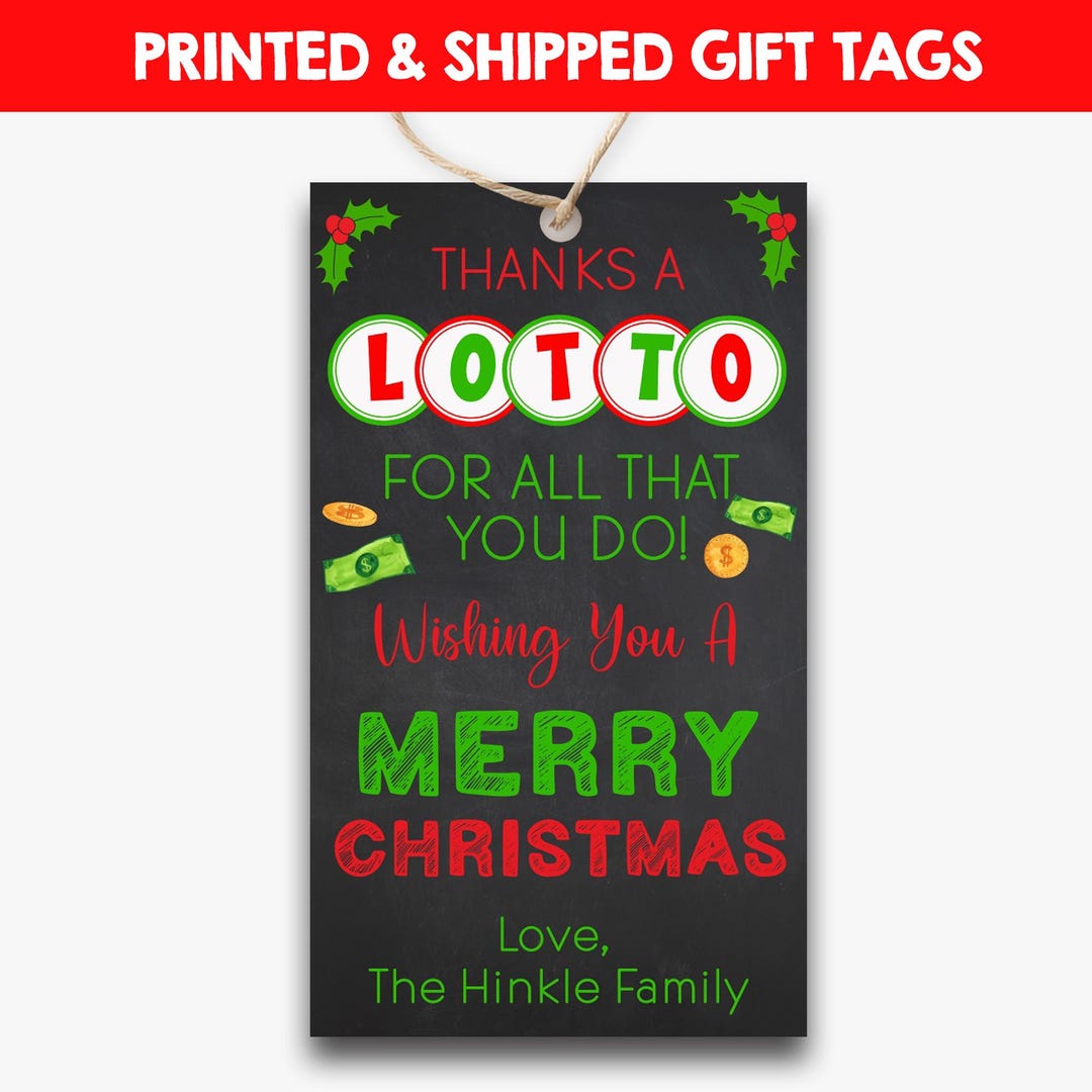 PRINTED Set of Thanks a Lotto for All You Do Christmas Gift Tags ...