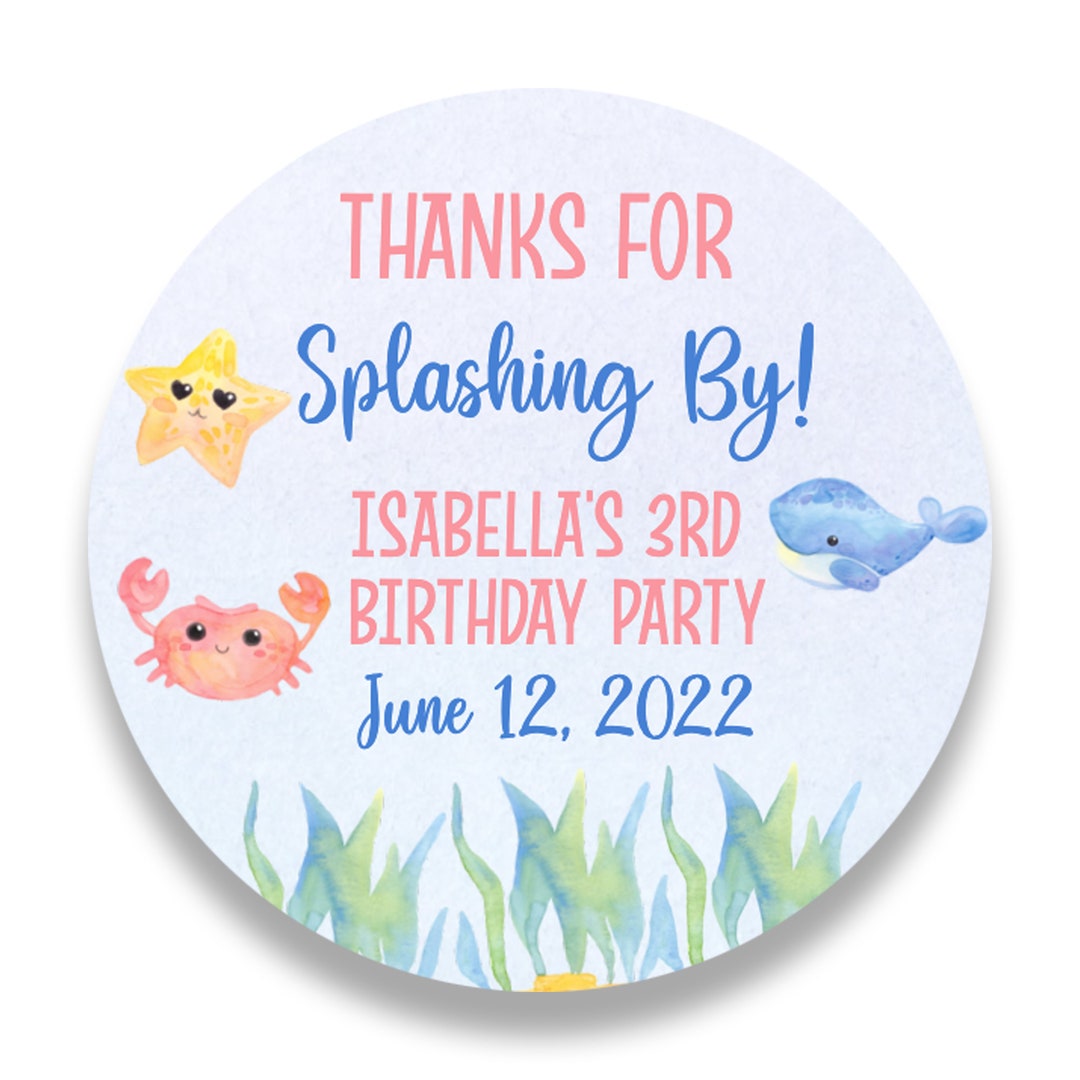 Set of 20 Printed Under the Sea Birthday Favor Stickers Ocean Themed ...