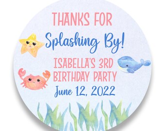 Set of 20 Printed Under the Sea Birthday Favor Stickers - Etsy