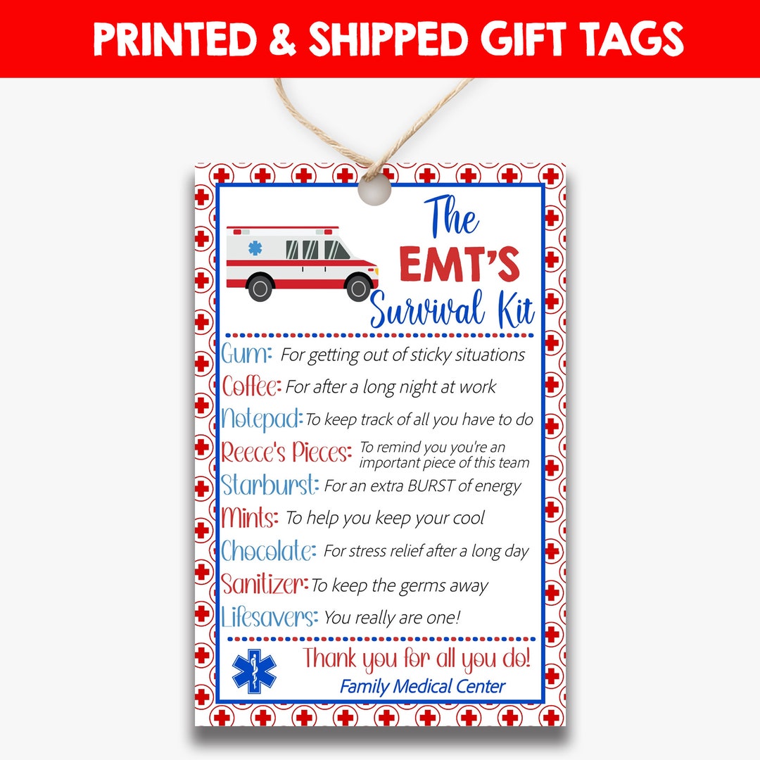 PRINTED the Emt's Survival Kit Gift Tags | Large Survival Kit Treat ...