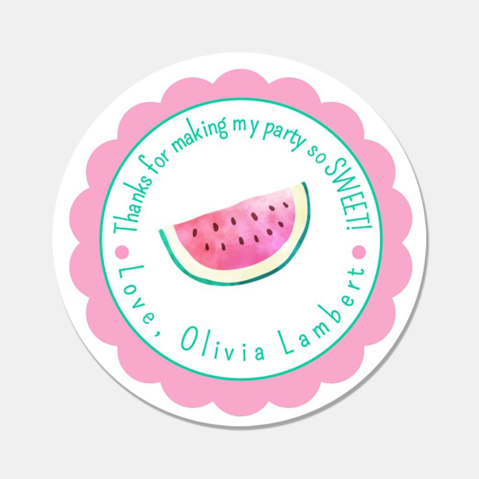 Customized Round Watermelon Themed Birthday Favor Stickers | Etsy UK