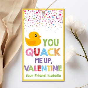 Printed Set of You Quack Me up Kid's Valentine's Day Treat Bag Tags ...
