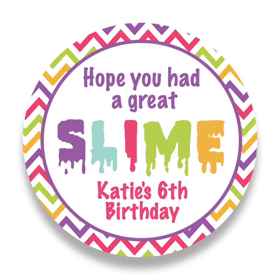 Slime Birthday Party Favor Stickers - Set of 20 Customized Party Favor ...