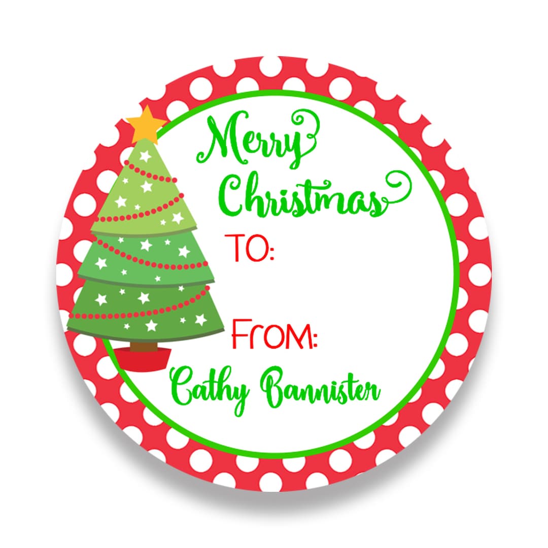 Set of 20 Personalized Merry Christmas Gift Label Tags Christmas Tree ...