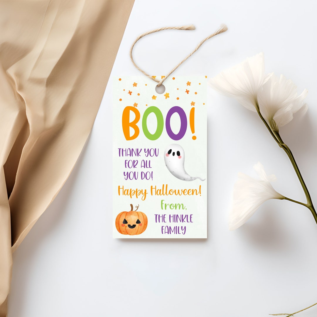 Printed Halloween Appreciation Gift Tags | Boo Thank You for All You Do ...