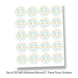 Set of 20 Printed Personalized Blue Twinkle Little Star Baby Shower ...