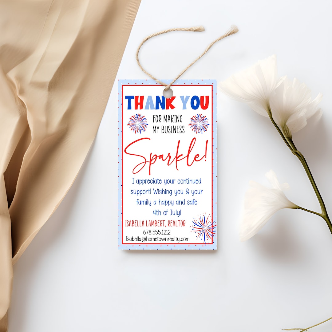 Printed Fourth of July Gift Tag | Thank You for Making My Business ...