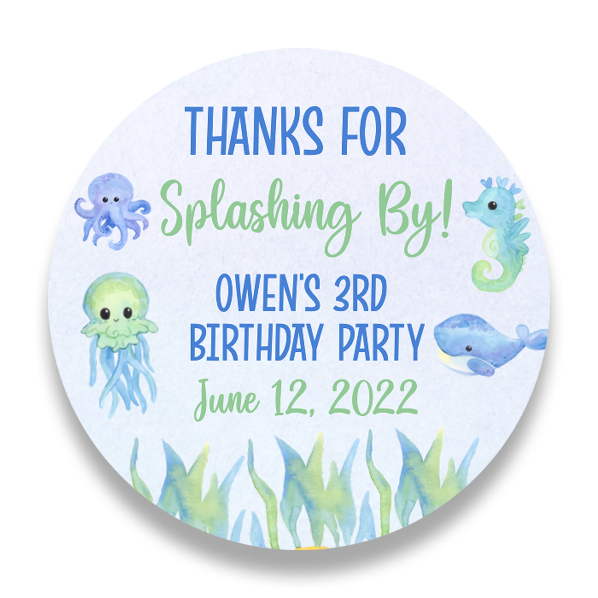 Birthday Stickers With Sea Creature Theme - Etsy
