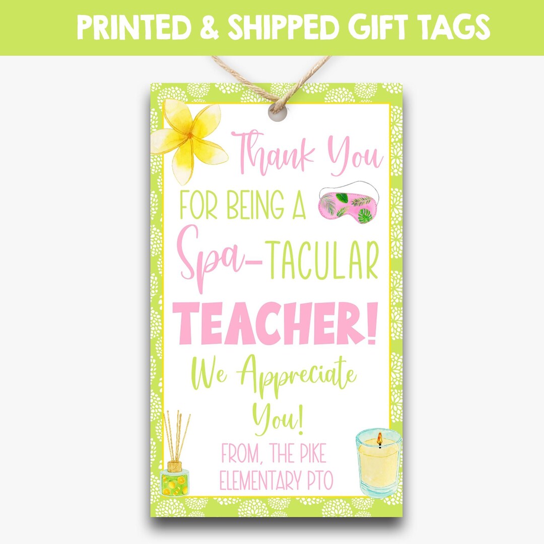 PRINTED Thank You for Being a Spa-tacular Teacher Appreciation Gift ...