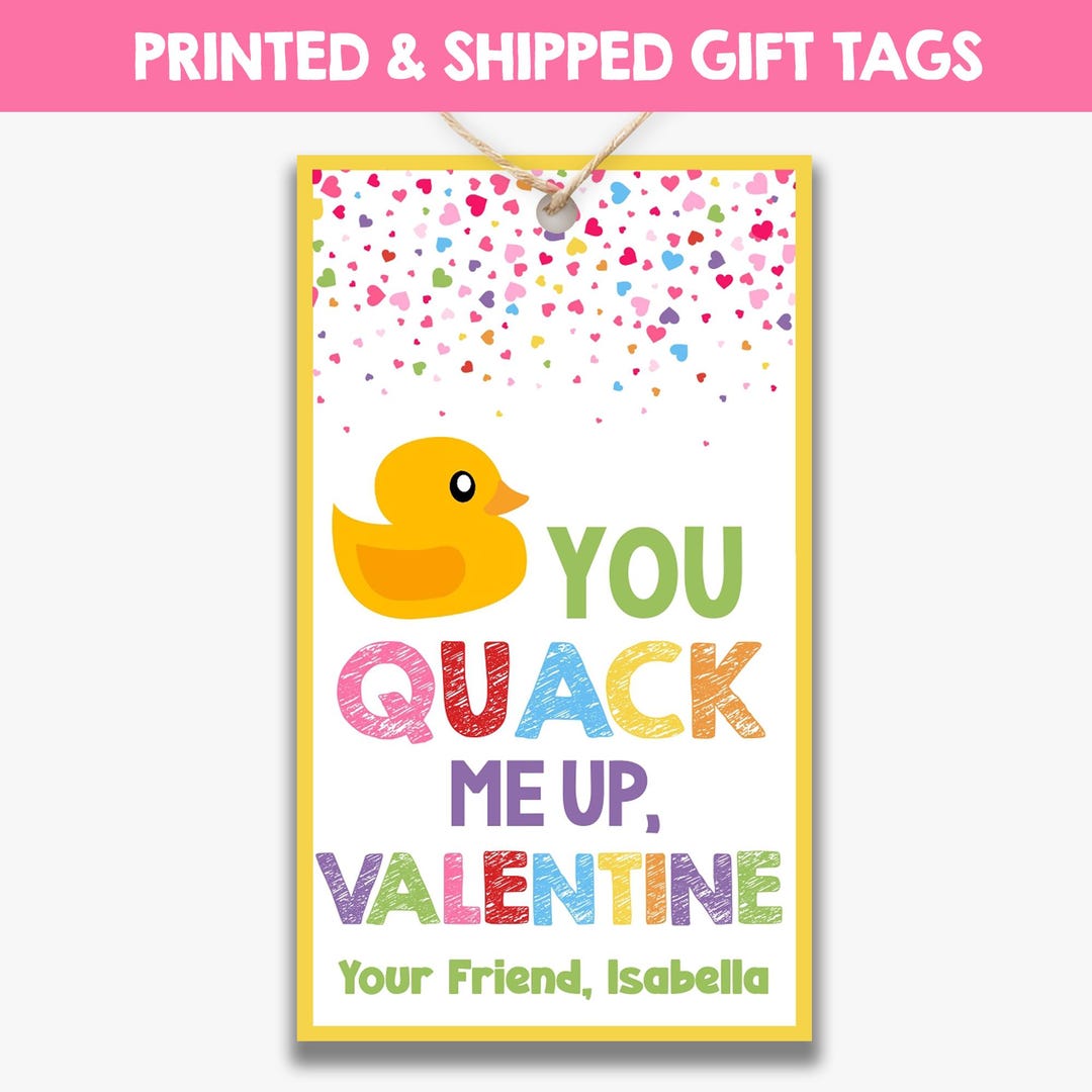 Printed Set of You Quack Me up Kid's Valentine's Day Treat Bag Tags ...