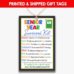 PRINTED Senior Year Survival Kit Gift Tags | Large Survival Kit Treat ...