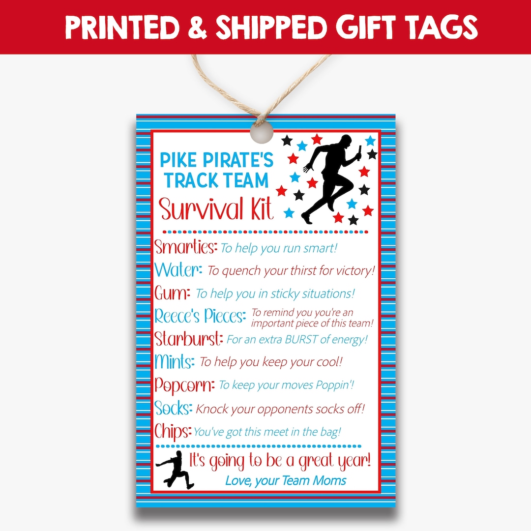PRINTED Track Team Survival Kit Gift Tags | Large Survival Kit Treat ...