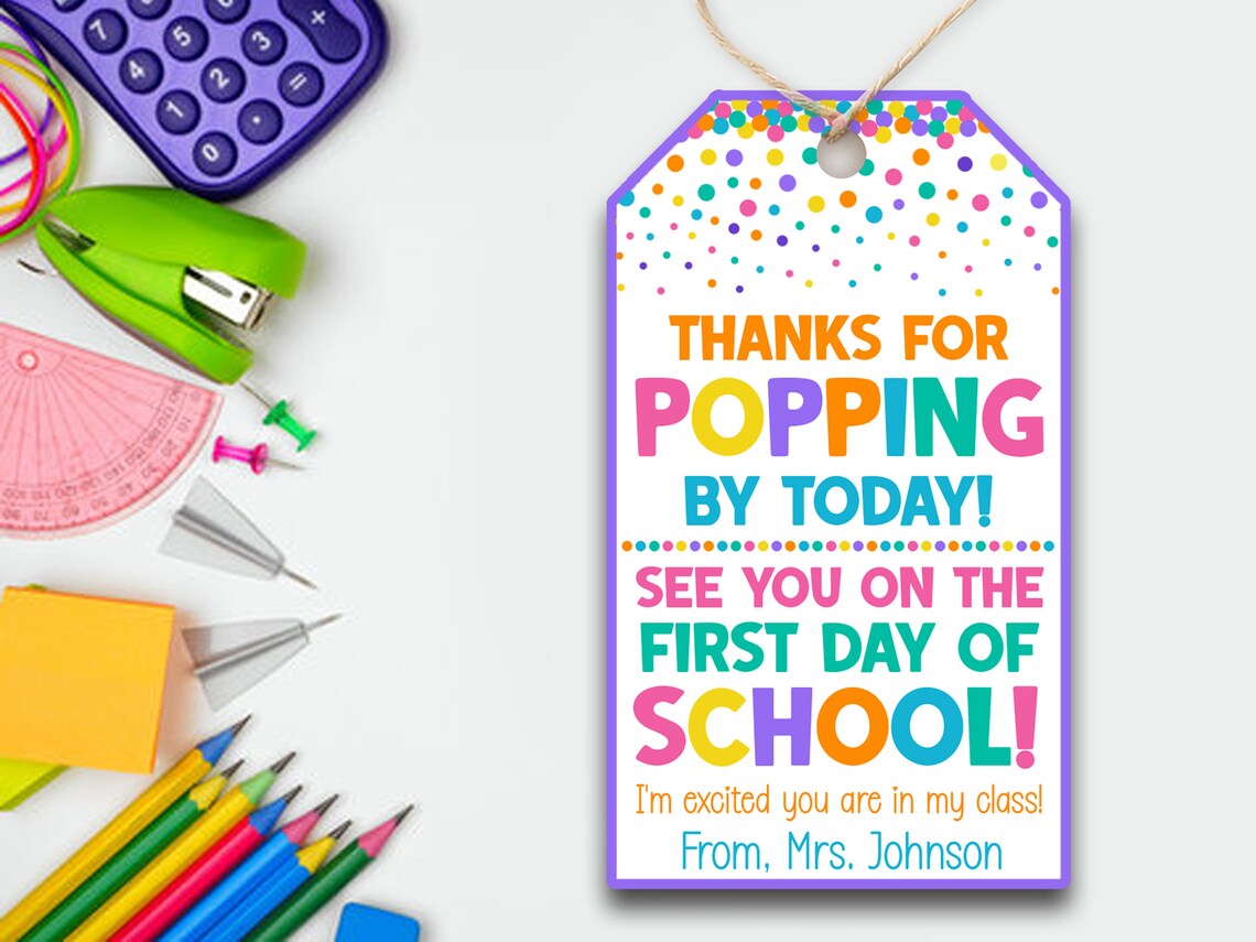 PRINTED Pastel Thanks for Popping by Back to School Kid's Treat Bag ...