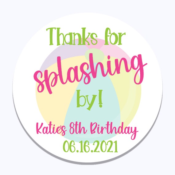 Personalized Girl Pool Party Birthday Party Favor Stickers | Etsy