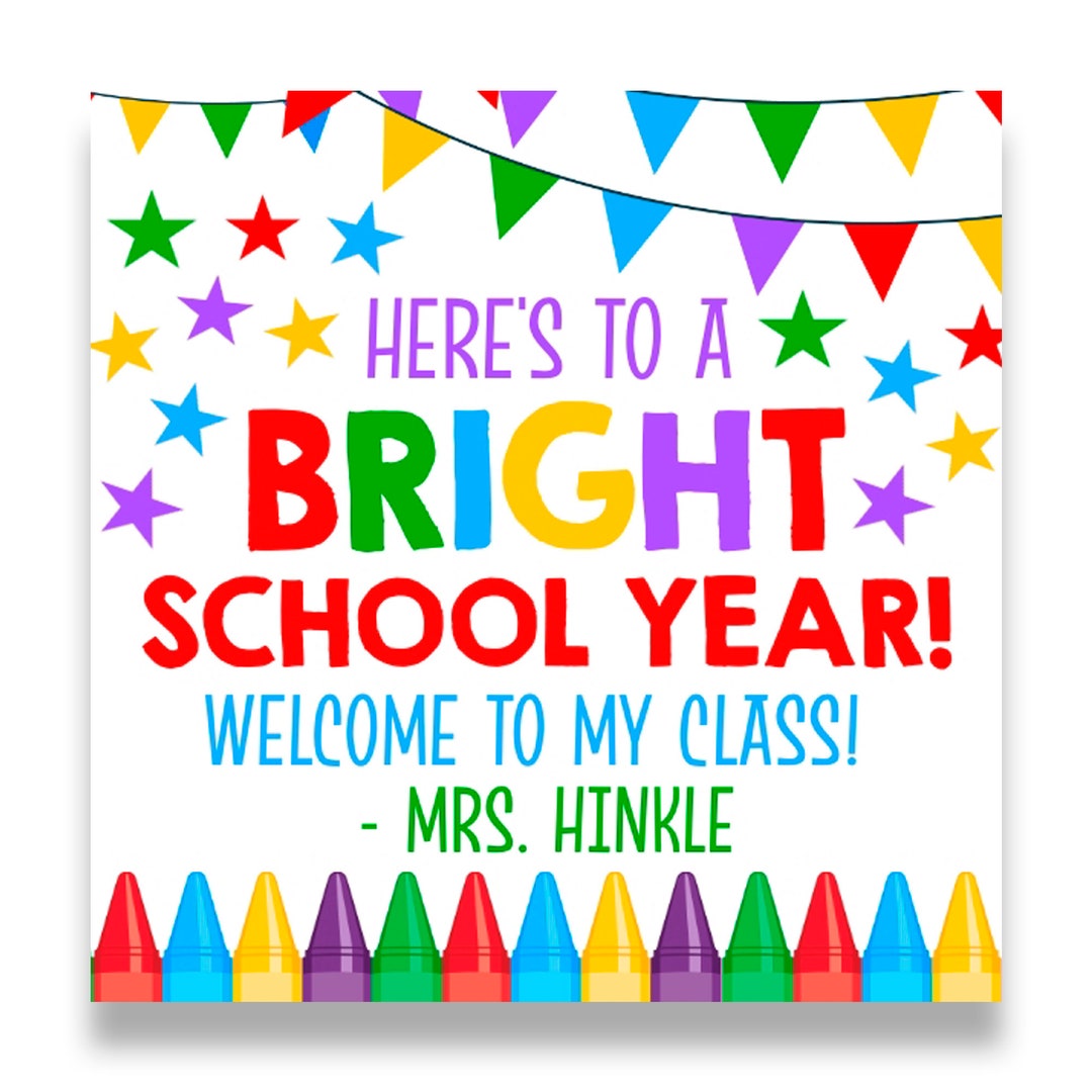 Set of 20 Customized Square Here's to a Bright Year Labels | Welcome ...