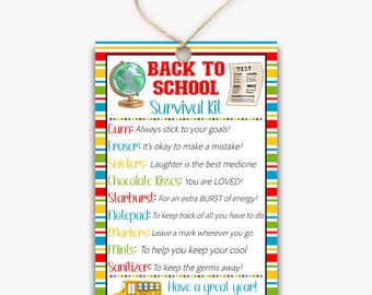 PRINTED Freshman Year Survival Kit Gift Tags Large Survival Kit Treat ...