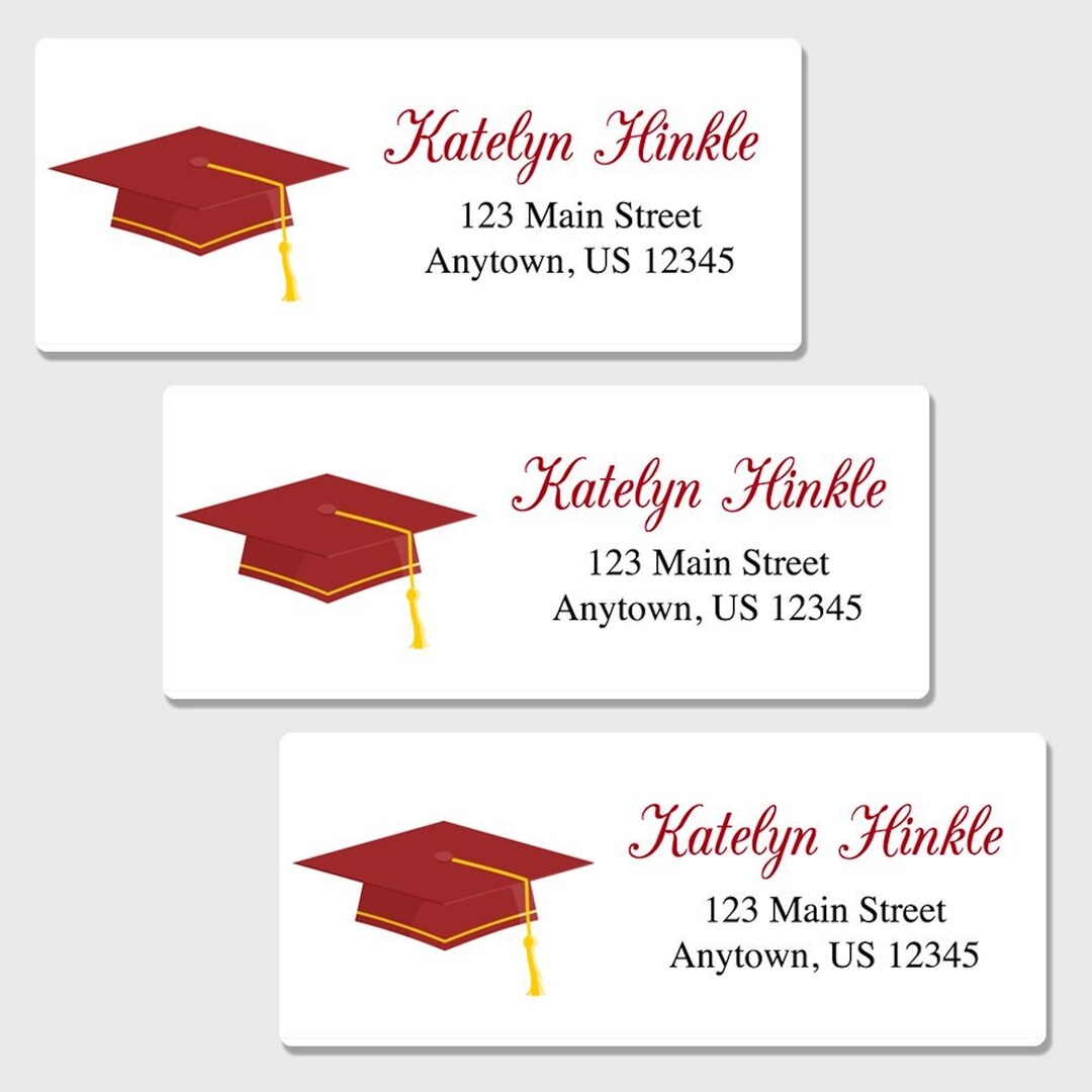 Set of 30 Personalized Graduation Cap Return Address Labels ...