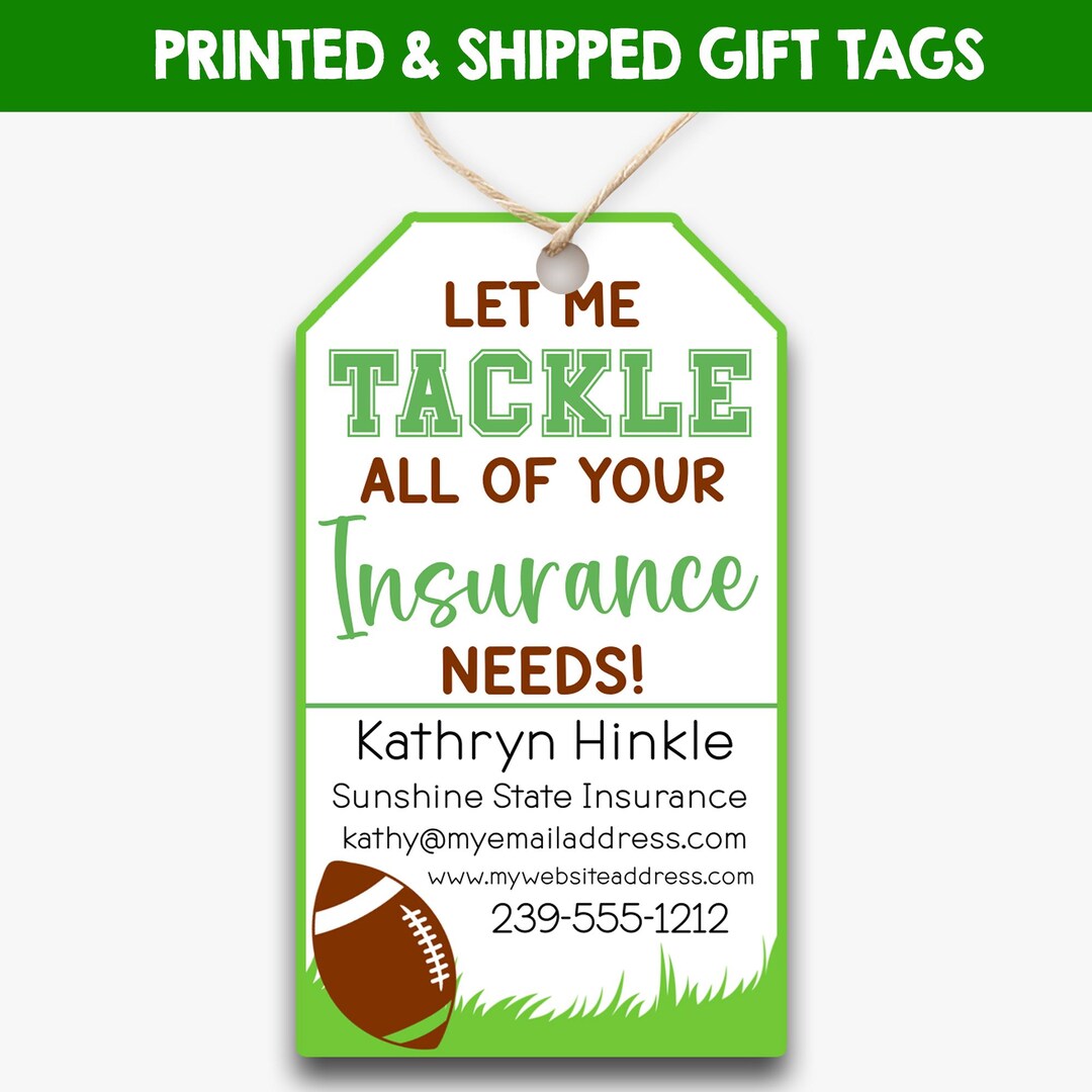 PRINTED Football Themed Insurance Pop by Tags | Let Me Tackle All Your ...