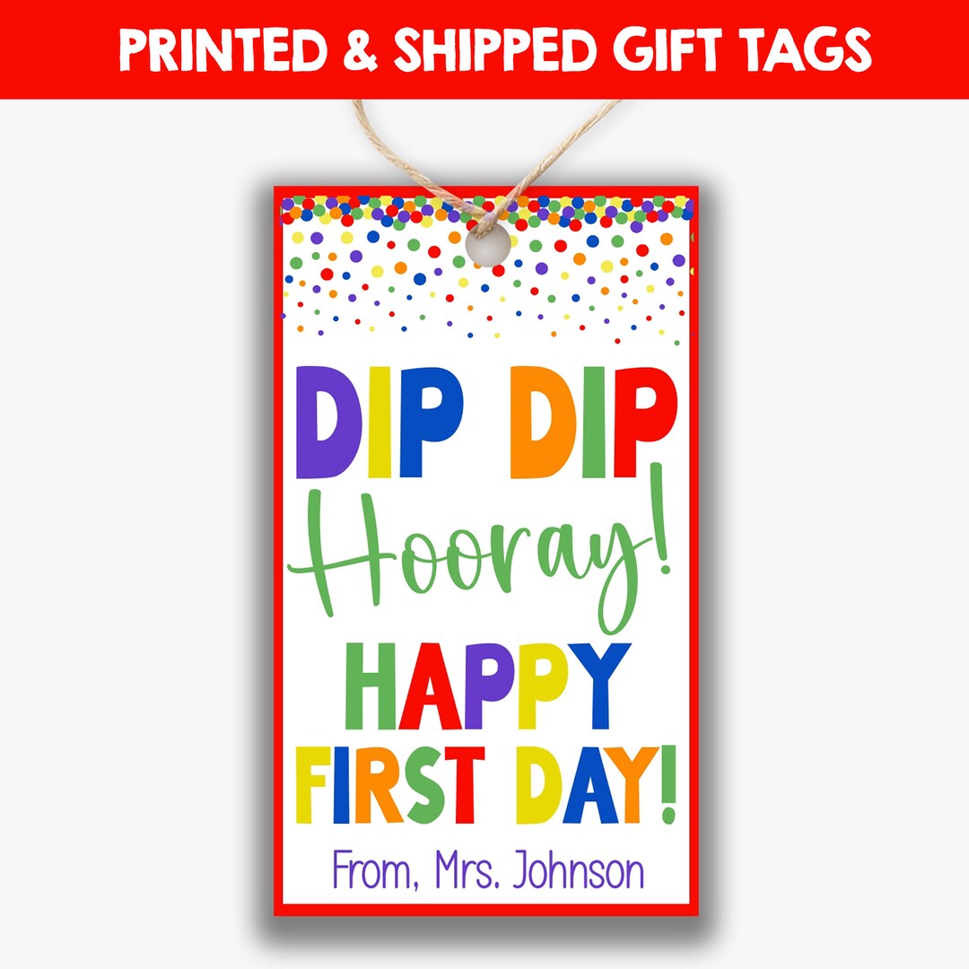 PRINTED Back to School Treat Bag Tags | Bright Dip Dip Hooray Happy ...