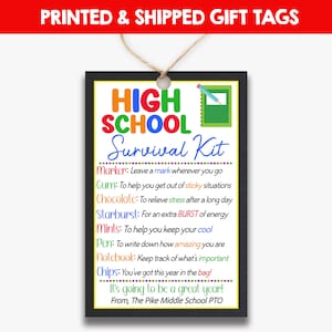PRINTED High School Survival Kit Gift Tags | Large Survival Kit Treat ...