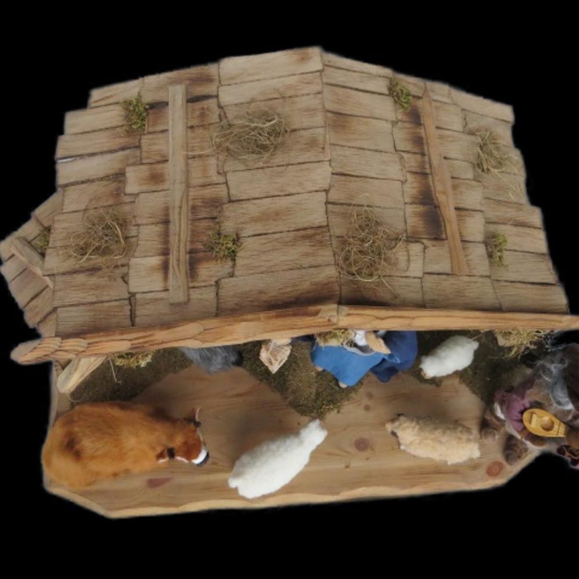 Nativity Stable LARGE Made of Wood for 20-30 Cm Tall Figures ...