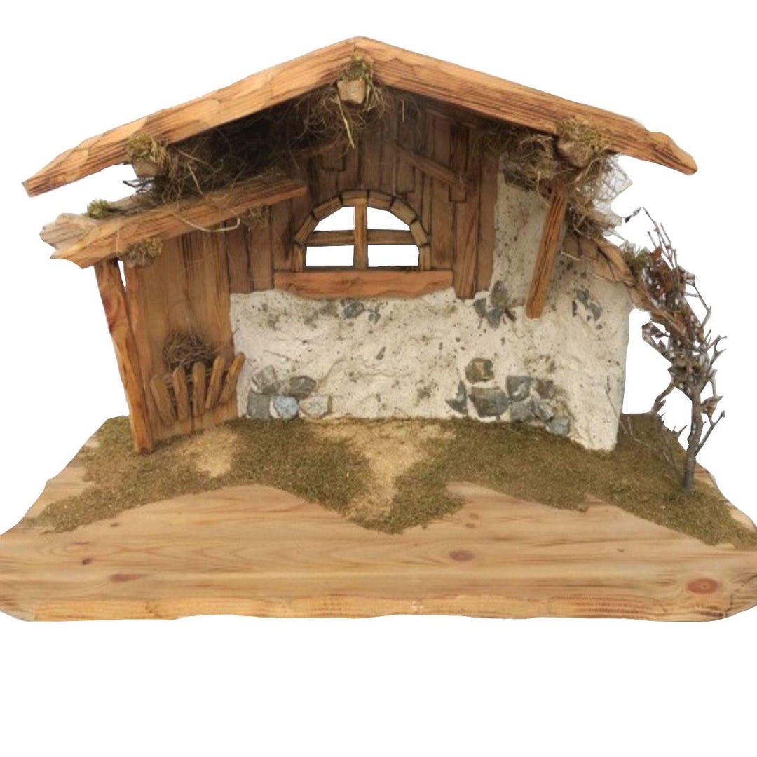 Nativity Stable LARGE Made of Wood for 20-30 Cm Tall Figures ...