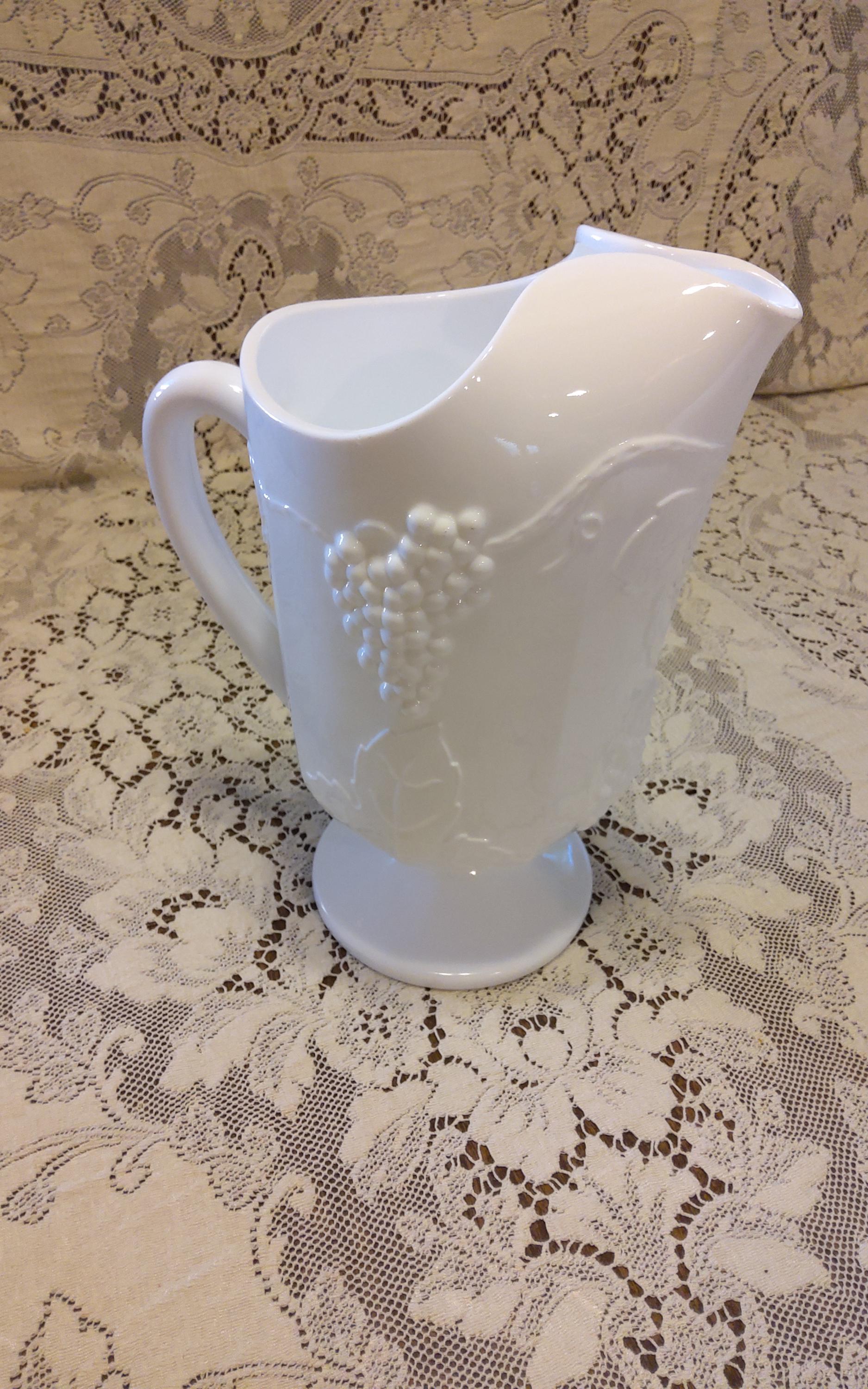 1950 Vintage White Milk Glass Pitcher by Indiana Glass in Colony ...