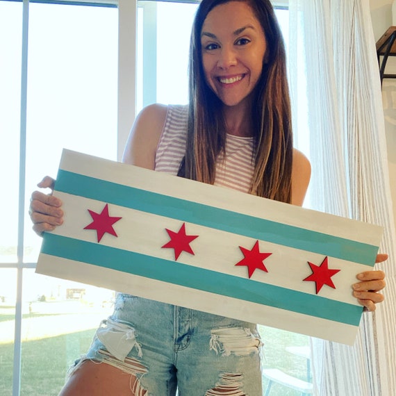 Chicago Flag Wooden Sign | Etsy