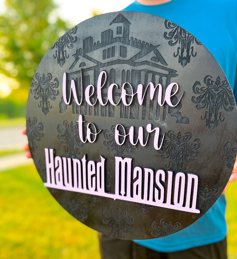 Welcome to Our Haunted Mansion | DOOR HANGER - Etsy