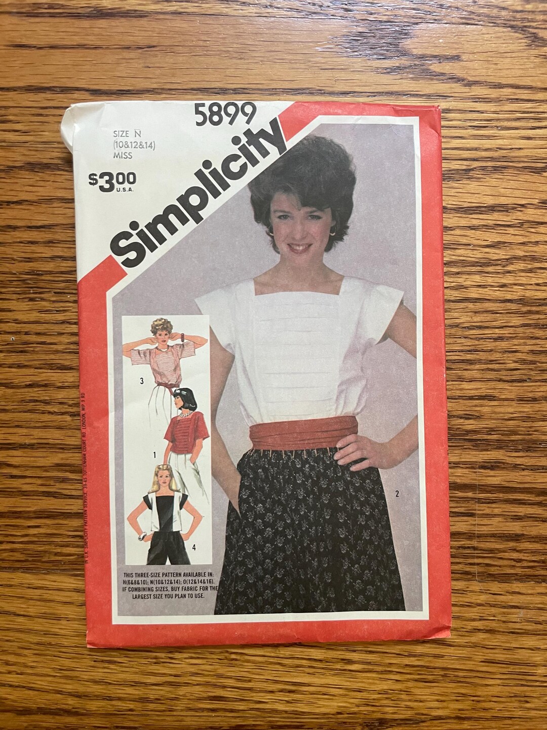 Simplicity 5899 Vintage 80s Boxy Top Sewing Pattern - Etsy