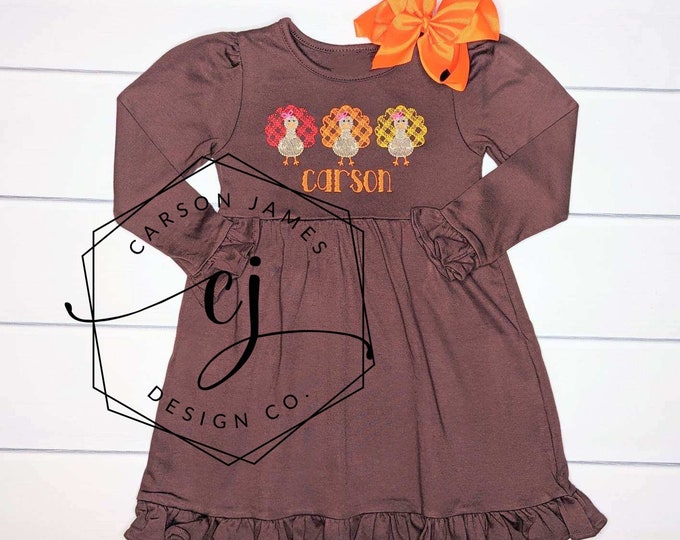 Monogram Thanksgiving Dress Turkey Thanksgiving Outfit for Baby Toddler ...