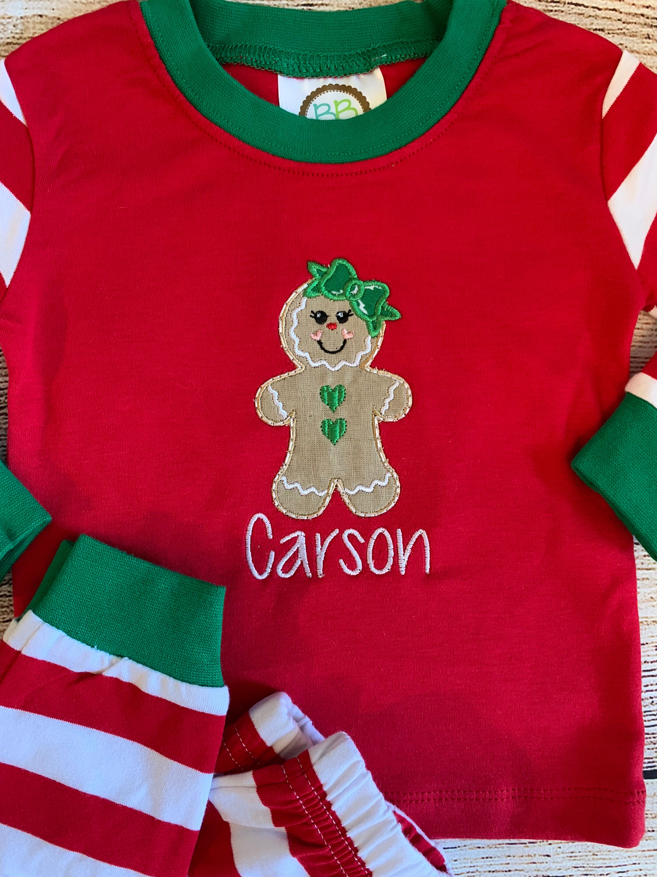 Monogram Gingerbread Christmas Pajamas Toddler Family Matching | Etsy