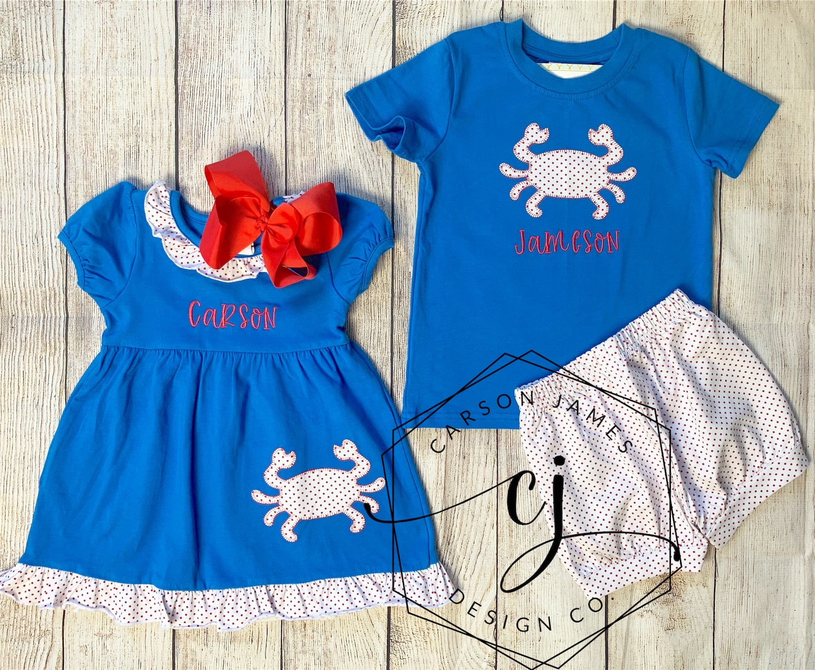 Monogram Beach Outfits Crab Dress Shorts Set for Baby Toddler - Etsy
