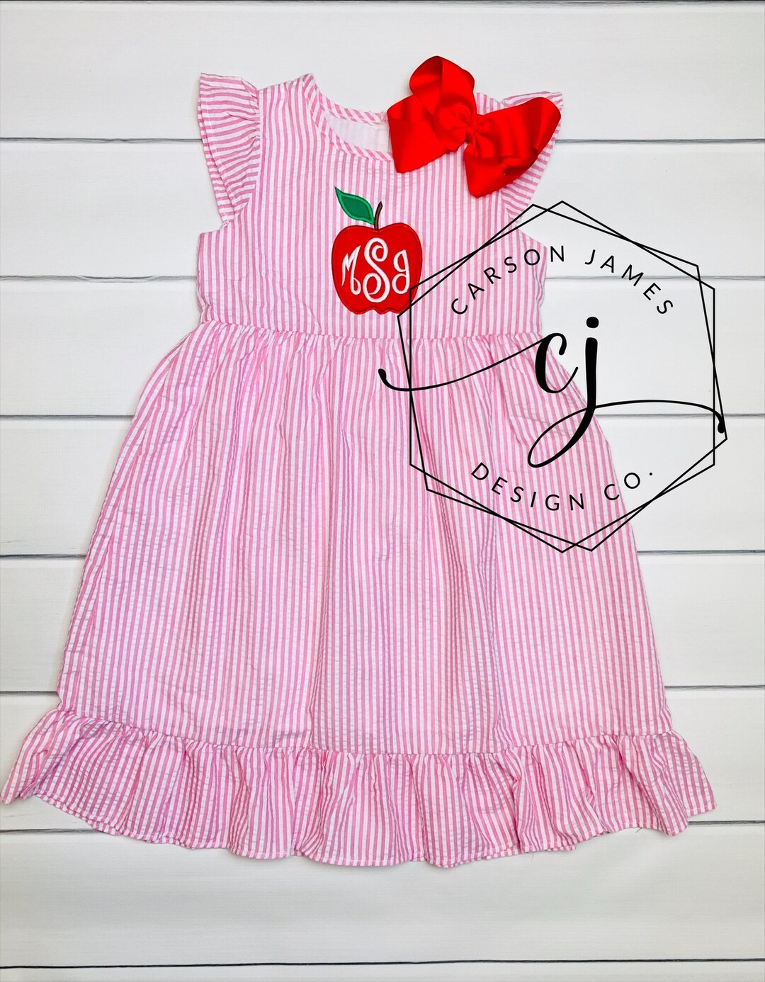 Monogram Back to School Apple Dress for Baby Toddler Girls Kids Apple ...
