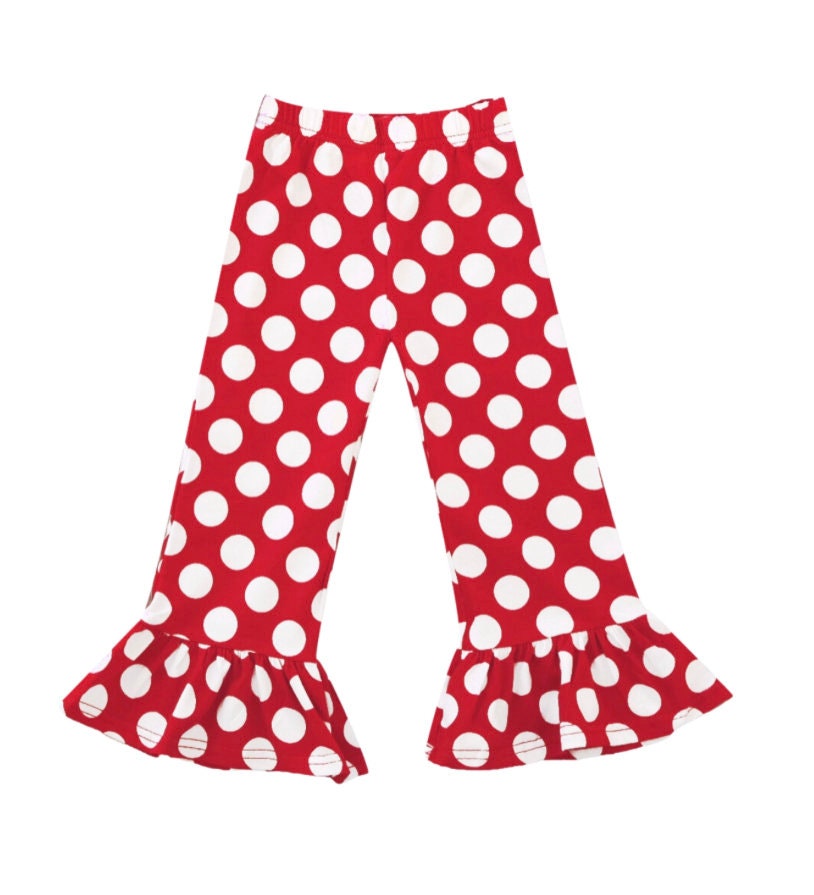 Red Polka Dot Ruffle Pants - Etsy