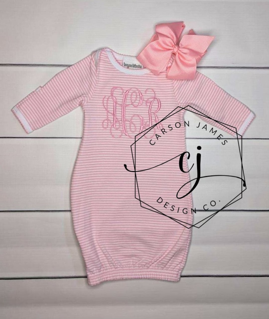Monogram Baby Gown Sleeper Newborn Coming Home Outfit Baby Shower Gift ...