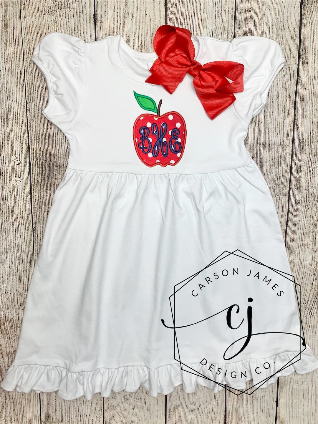 Monogram Back to School Apple Dress for Baby Toddler Girls Kids Apple ...