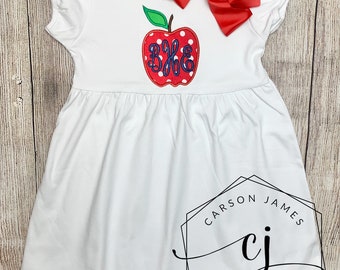 Monogram Back to School Apple Dress for Baby Toddler Girls - Etsy