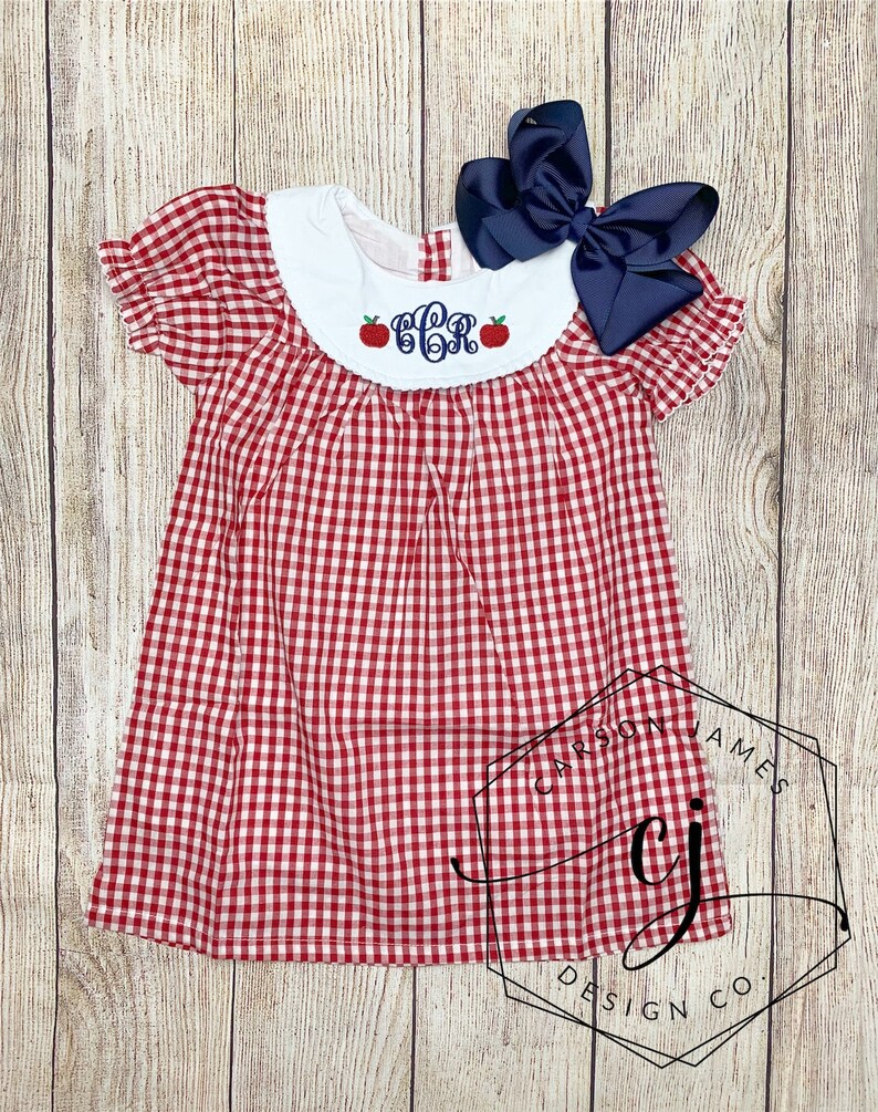 Monogram Back to School Apple Dress for Baby Toddler Girls - Etsy