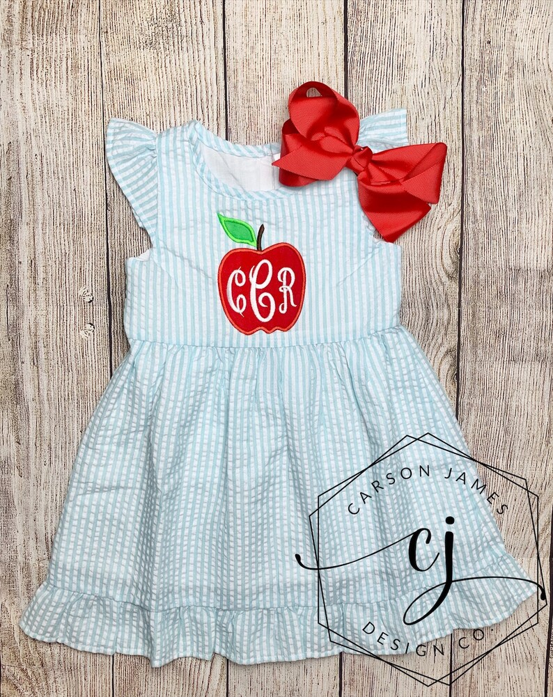 Monogram Back to School Apple Dress for Baby Toddler Girls | Etsy