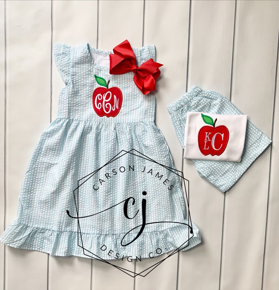 Monogram Back to School Apple Dress for Baby Toddler Girls | Etsy