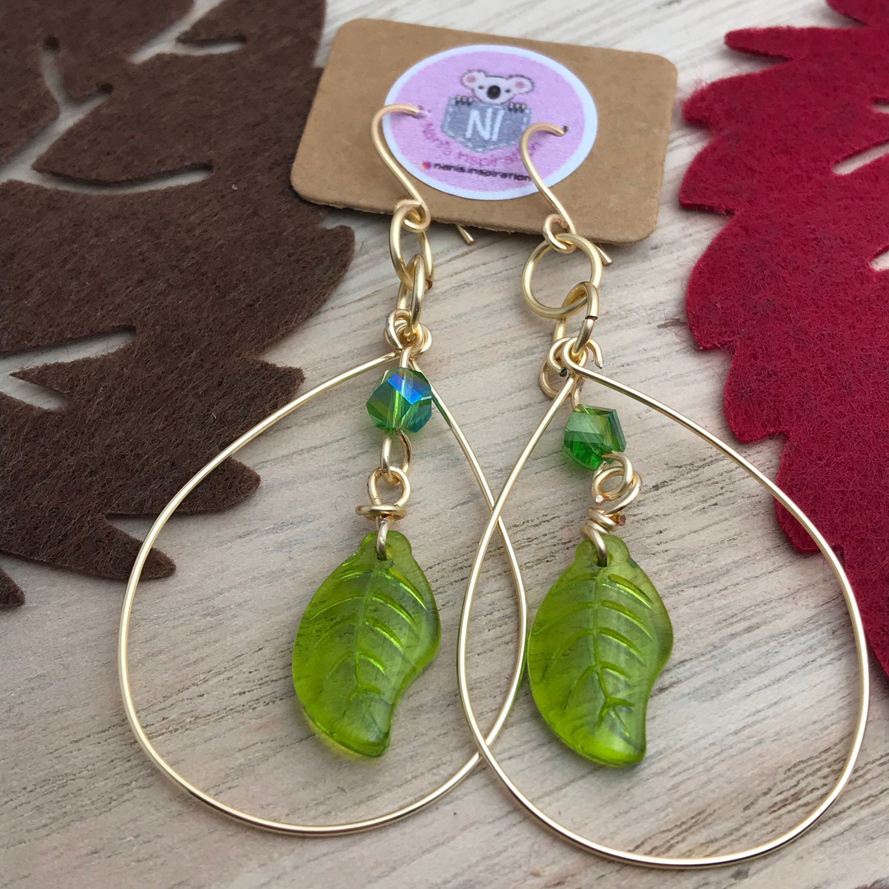 Leaf Shaped Earrings, Leaf Drop Earrings, Dangle Earrings, Green Leaves ...