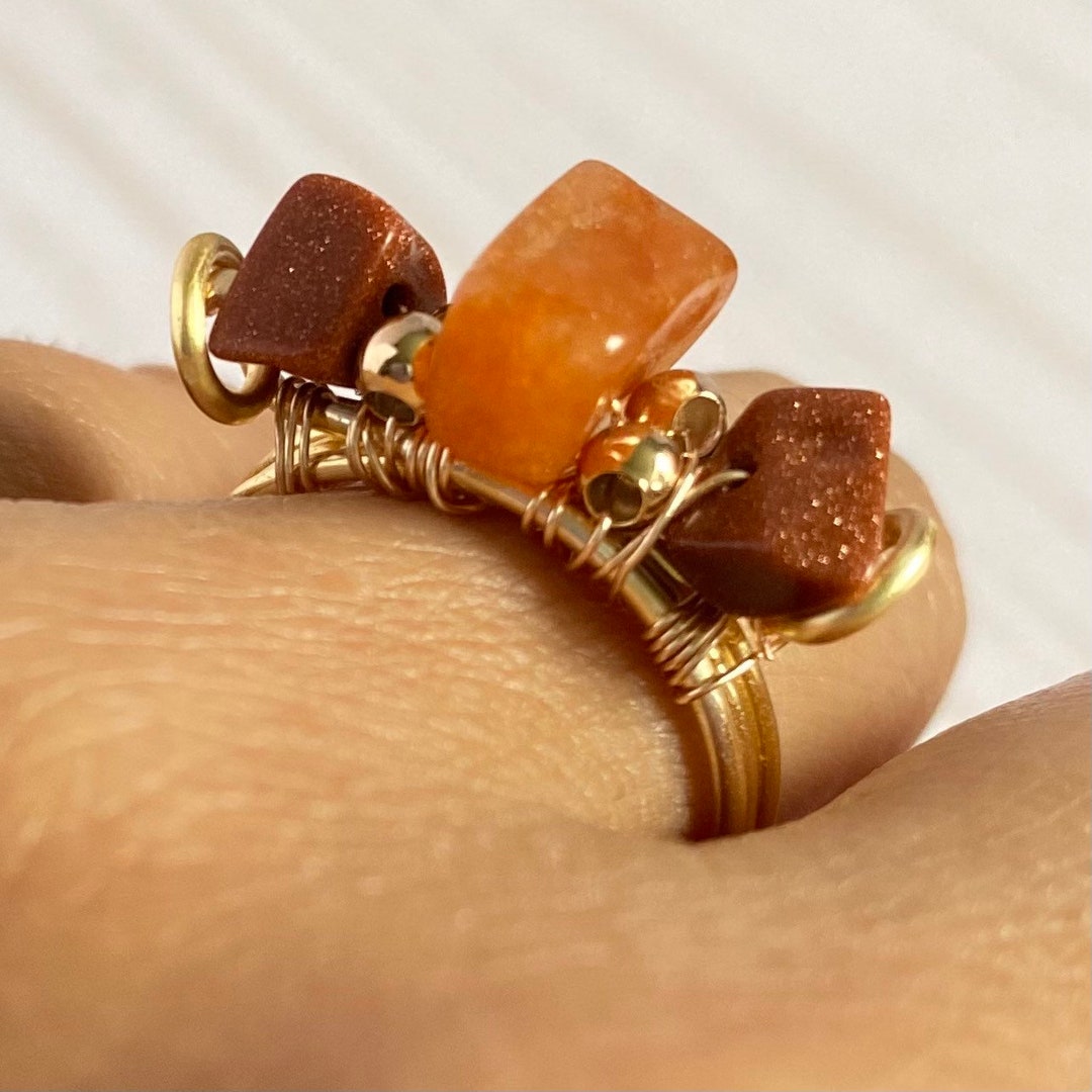Autumn Colors Wire Wrapped Ring, Gold Wire Ring, Autumn Colors Ring ...