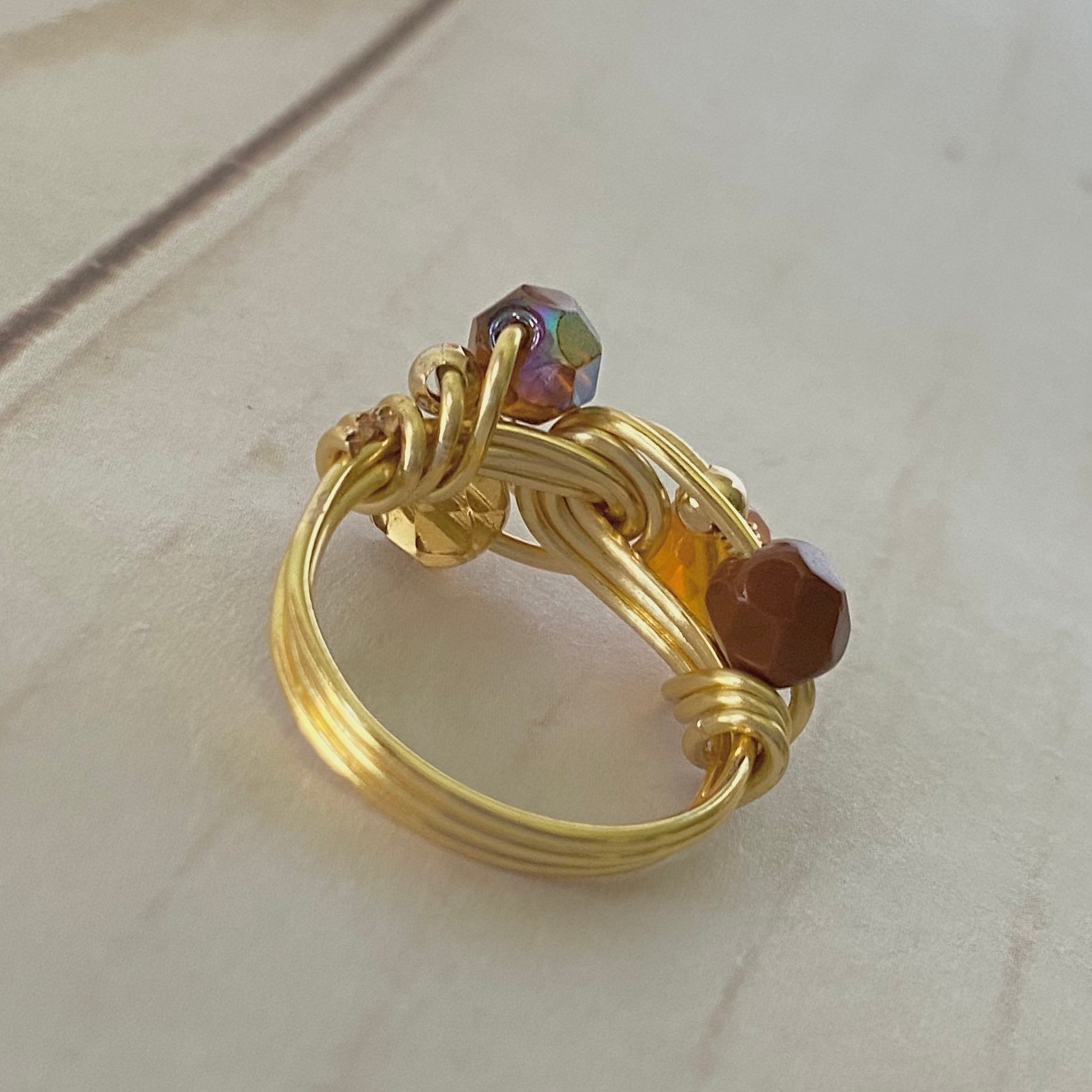 Gold Wire Wrapped Ring Gold Wire Ring Autumn Colors Ring - Etsy