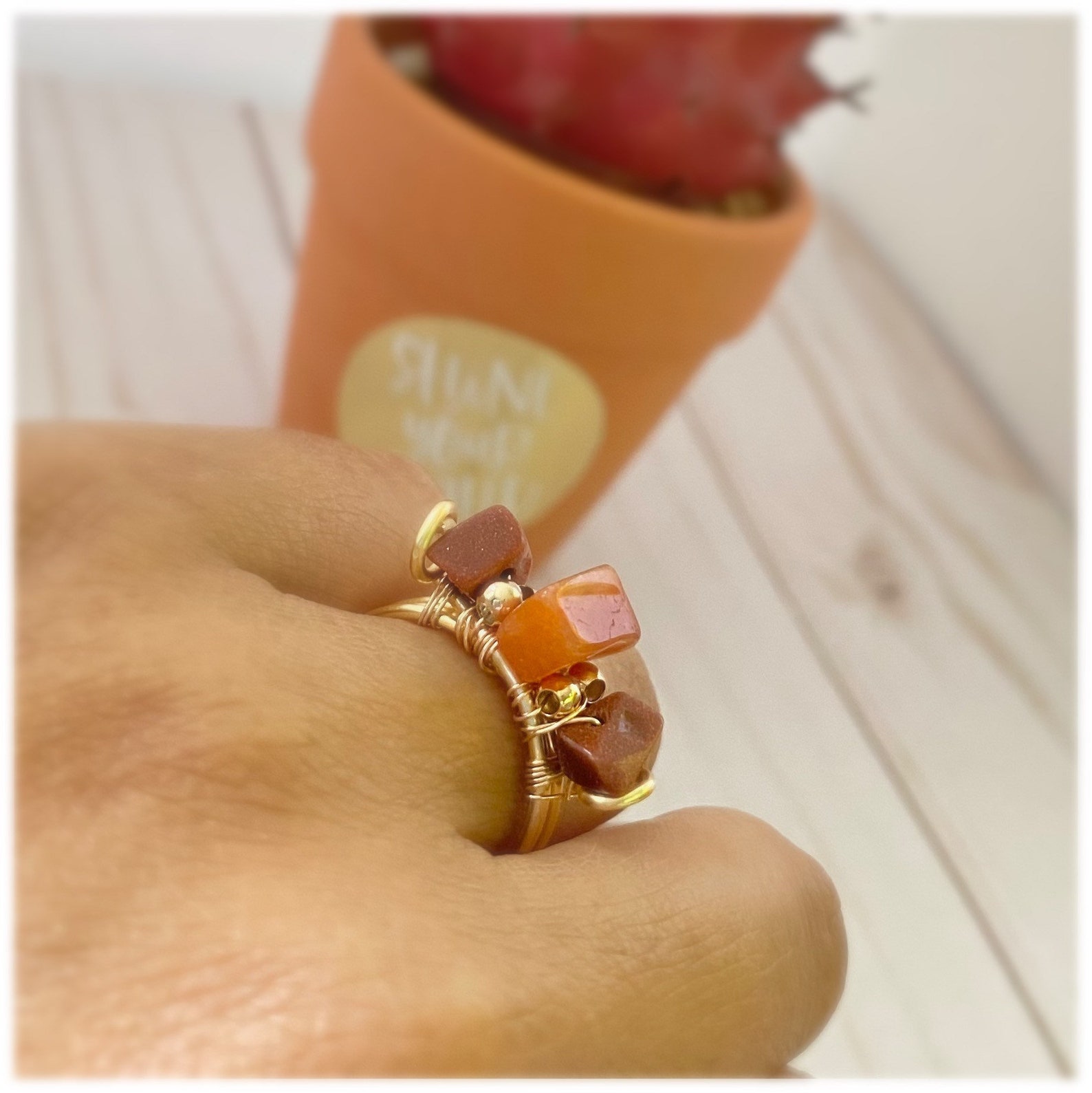 Autumn Colors Wire Wrapped Ring Gold Wire Ring Autumn Colors - Etsy