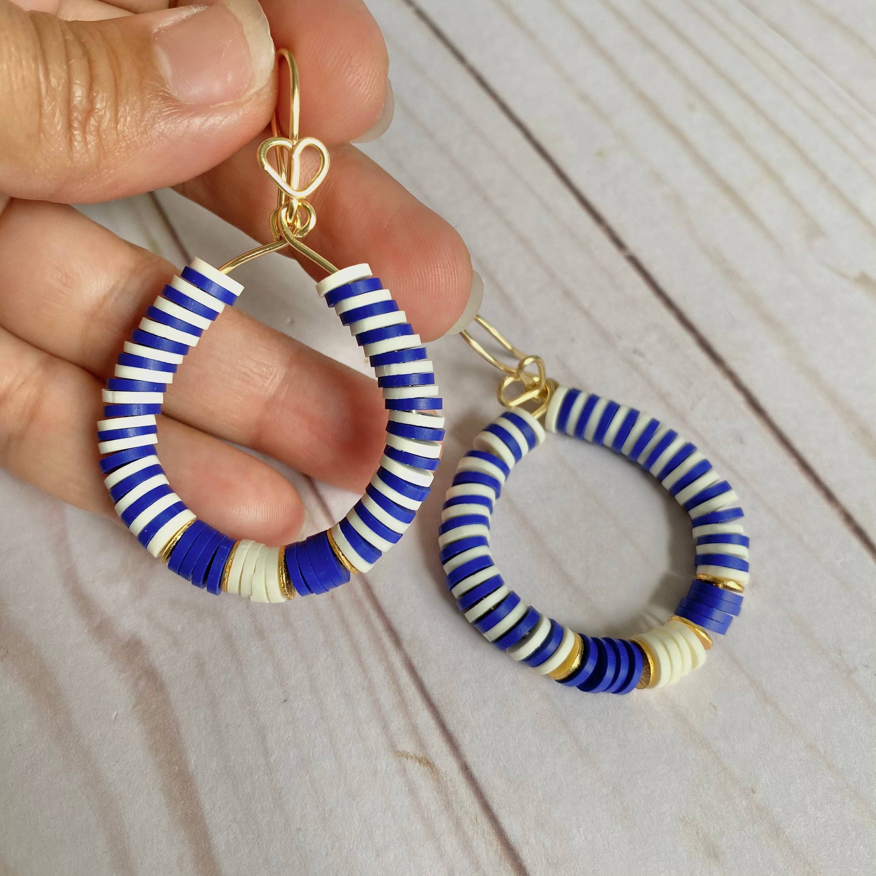 Heishi Beads Hoop Earrings wire wrapped hoops acrylic beads | Etsy